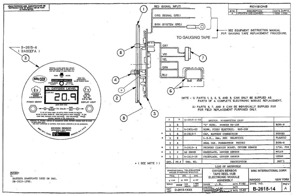 Mmc Oxygen Level Sensor Gauging Tape Model D-2615-11