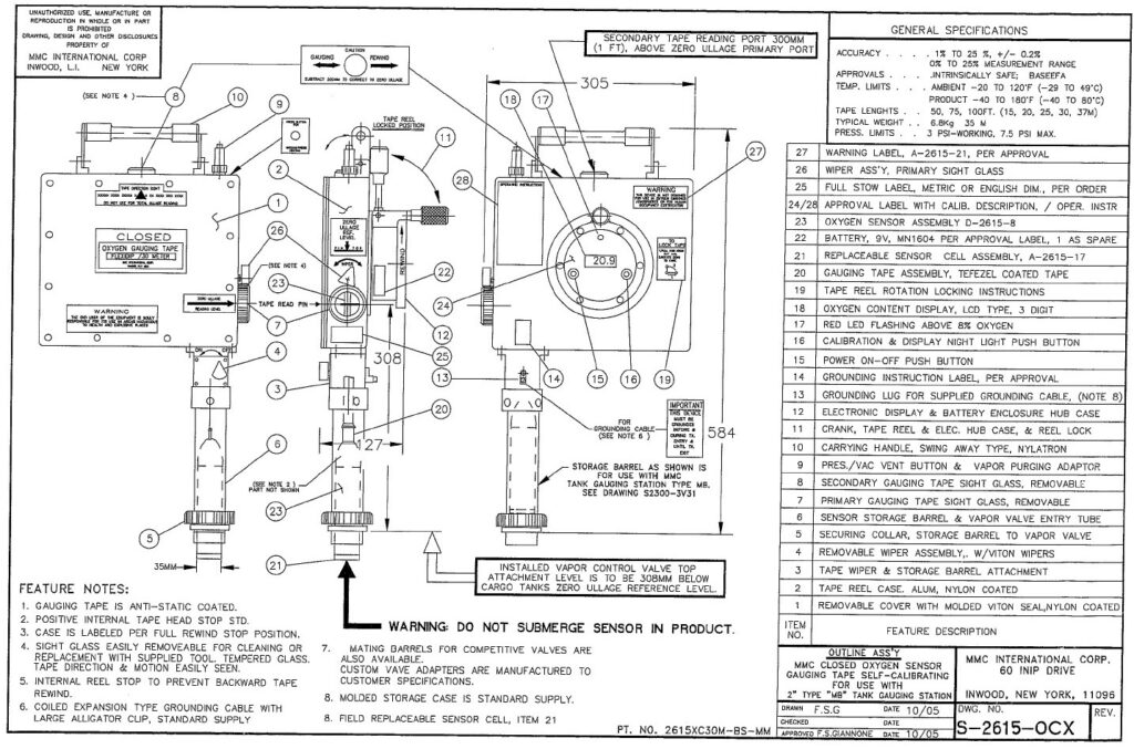 Mmc Oxygen Level Sensor Gauging Tape Model D-2615-11